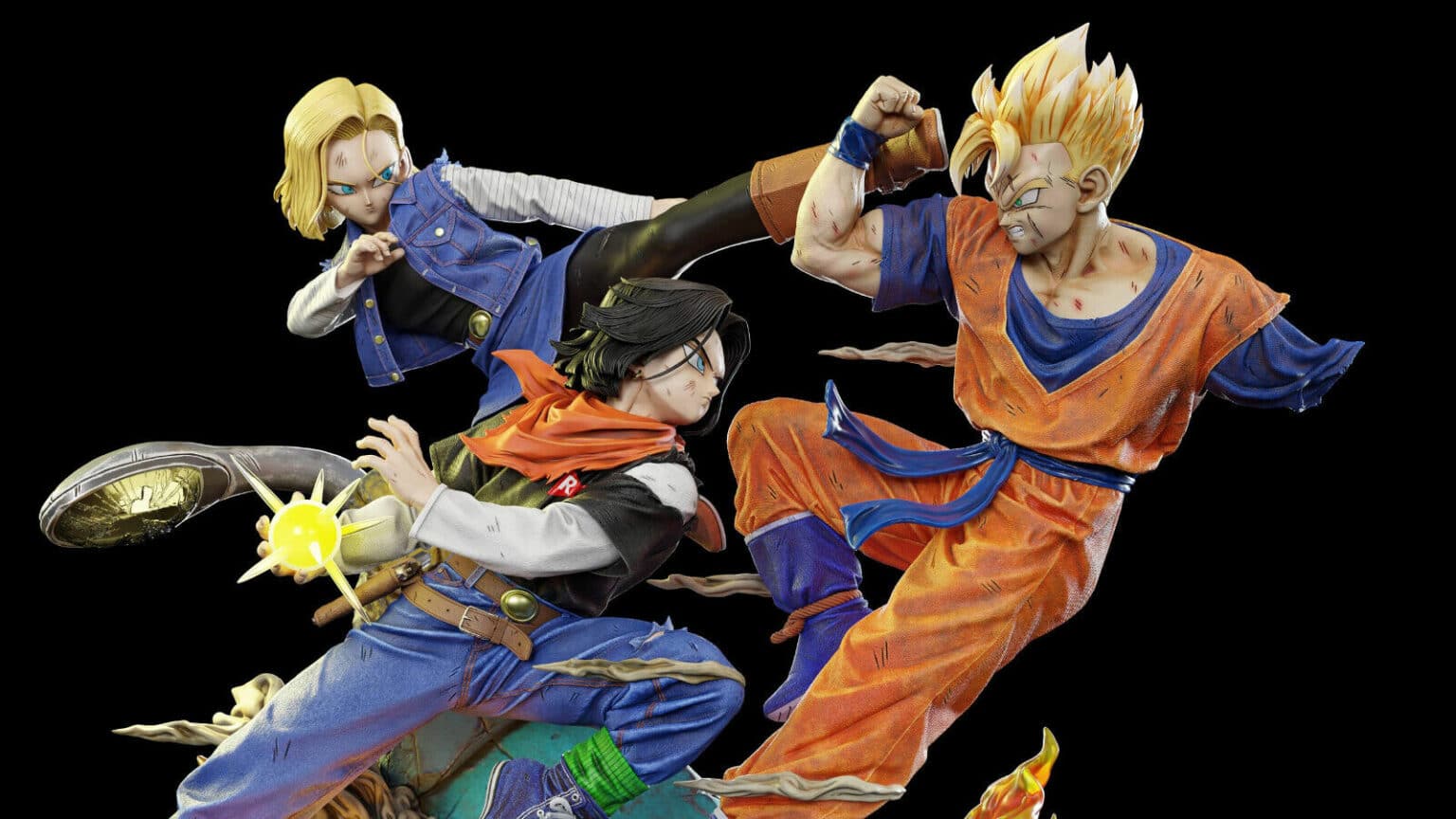 Dragon Ball Z - Android 17&18 vs. Gohan | 1:4 Resin Statue | von KD ...
